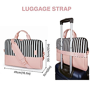 BAGSMART Laptop Bag for Women, 15.6 Inch Laptop Case Slim Computer Bag Briefcase, Work Bag For Travel, Pink Stripes