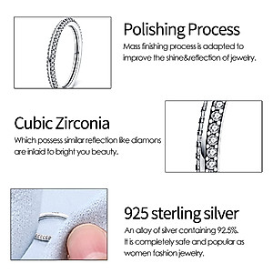 KUNSIR 925 Sterling Silver Rings Classic Cubic Zirconia Eternity Promise Statement Anniversary Wedding Bands Engagement Rings for Women Infinity Forever Love Ring Size 7-9