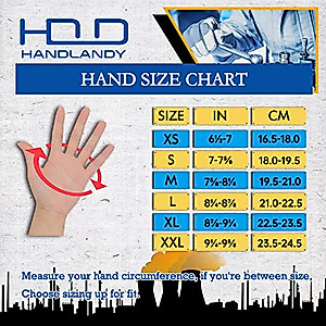 HANDLANDY Fingerless Work Gloves for Men, Half Finger Working Glove Grip Shock-Absorbing Breathable Uwrist TPR Anti-collision Gloves for Mens & Women (L)