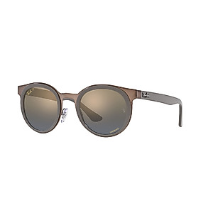Ray-Ban RB3710 Bonnie Round Sunglasses, Grey on Copper/Grey Gradient Dark Blue Polarized, 50 mm