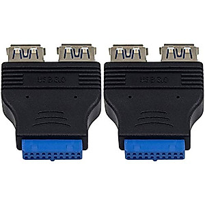 Duttek USB 3.0 Motherboard Adapter 2 Pack, Internal USB 3.0 Header Splitter Adapter, USB 3.0 Female Mount Panel to Motherboard 20pin Female for PC Motherboard Mainboard