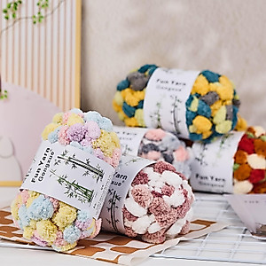 4 Balls Pomp-A-Doodle Yarn,100% Polyester Jelly Bean POM-POM Ball Yarn for Crochet Knitting Blanket Mat Pet Nest 600g (Gorgeous Grape)