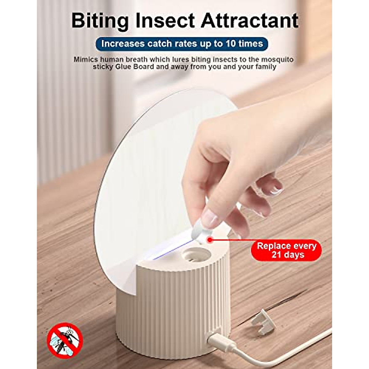 AICase Indoor Insect Trap Catcher with Biting Insect Attractant& Killer for Mosquito,Gnat, Fly Traps, Bug Zappers,Catch Flying Insect Indoors with Sticky Glue, Bug Light