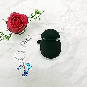 Case for Google Pixel Buds Pro Case Cover 2022, Cute Cartoon Butterfly Skin Soft Silicone Pixel Buds Pro Charging Case Earbuds Protective Cover with Keychain for Women Girl Gift (Black)