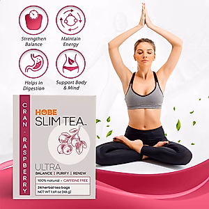 Hobe Labs Cran-Raspberry Tea - Natural Herbal Infusion for Body Balance and Refreshment - Caffeine-Free (24 Tea Bags)