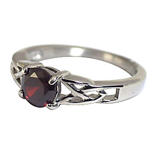 Fantasy Forge Jewelry Womens January Birthstone Celtic Ring Red Cubic Zirconia Size 9