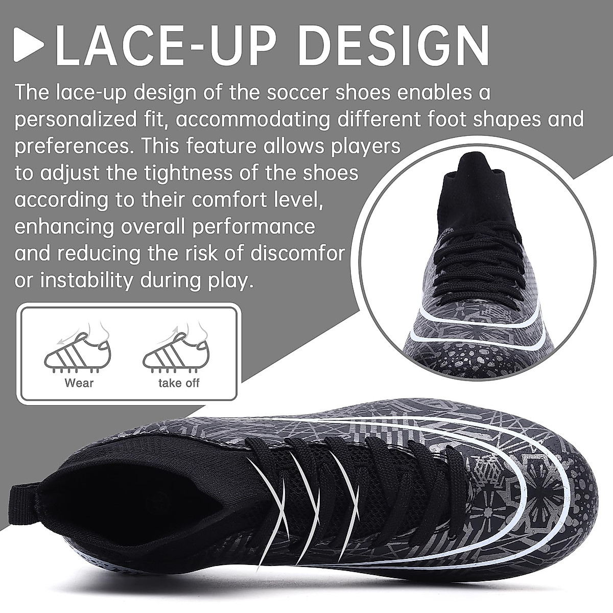 Mens Soccer Cleats Women Football Cleats Soccer Shoes for Big Boy Tacos de Futbol para Hombre High Top Football Shoes Zapatos de Futbol para Hombres Professional Training Football Boots AG FG