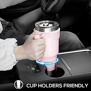 TOURIT 40 oz Tumbler with Handle and Straw, 3 in 1 Sip-All-Way Lid Insulated Tumblers, Reusable Stainless Steel Water Bottle for Keep Cold 34Hs or Hot 10Hs, Gifts for Women Men, Pink