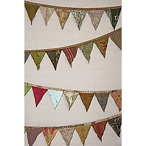 Silk handmade Bunting garden decoration, recycled prayer flags Door valance Wall hanging