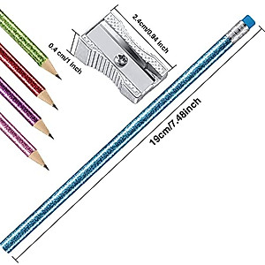 Outus Glitter Colored Pencils with Eraser Wood Colorful Pencils and Pencil Sharpeners for Kids Writing Painting(34 Pieces)