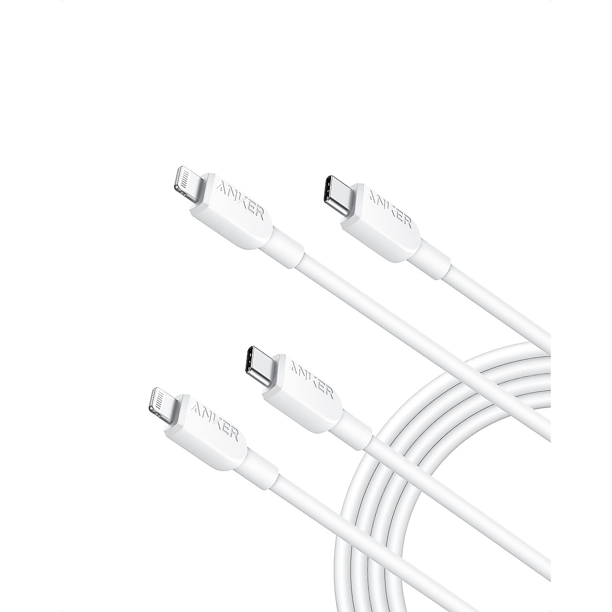 Anker 310 USB C to Lightning Cable (2pack, 6ft, White), MFi Certified, Fast Charging Cable for iPhone 14 Plus 14 14 Pro Max 13 13 Pro 12 11 (Charger Not Included)