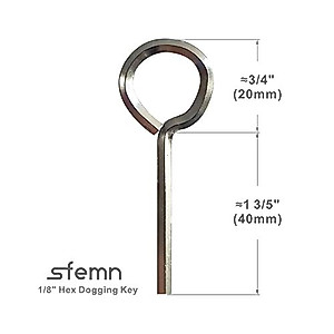 1/8” Standard Hex Dogging Key with Full Loop, Allen Wrench Door Key for Push Bar Panic Exit Devices, Solid Metal - 10 Packs