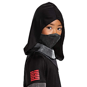 Girl's Snake Eyes Costume for Kids, Deluxe Official GI Joe Costume with Mask, Child Size Large (10-12) Black