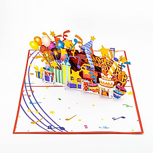 iGifts And Cards Happy 87th Red Birthday 3D Pop Up Greeting Card – Awesome 87 Birthday Card For Woman, Man, Happy Eighty Seven Birthday Gift For Mom, Dad, Wife, Husband Present, 5" X 7"