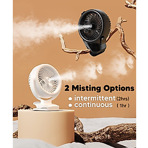 TYZU 7 Inch Portable Fan, Misting Fan, 4000 mAh Battery Operated Fan, Outdoor Misting Fan With 2 Mist Modes & 4 Speeds, 130ml Tank, 360° Rotatable, Clip on fan For Outside Camping Stroller Golf Cart