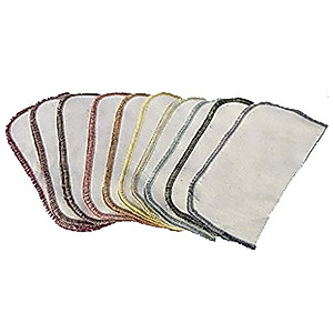 2 Ply Organic Cotton Flannel Washable Baby Wipes 8x8 Inches Set of 10 Assorted Earthtones Edging
