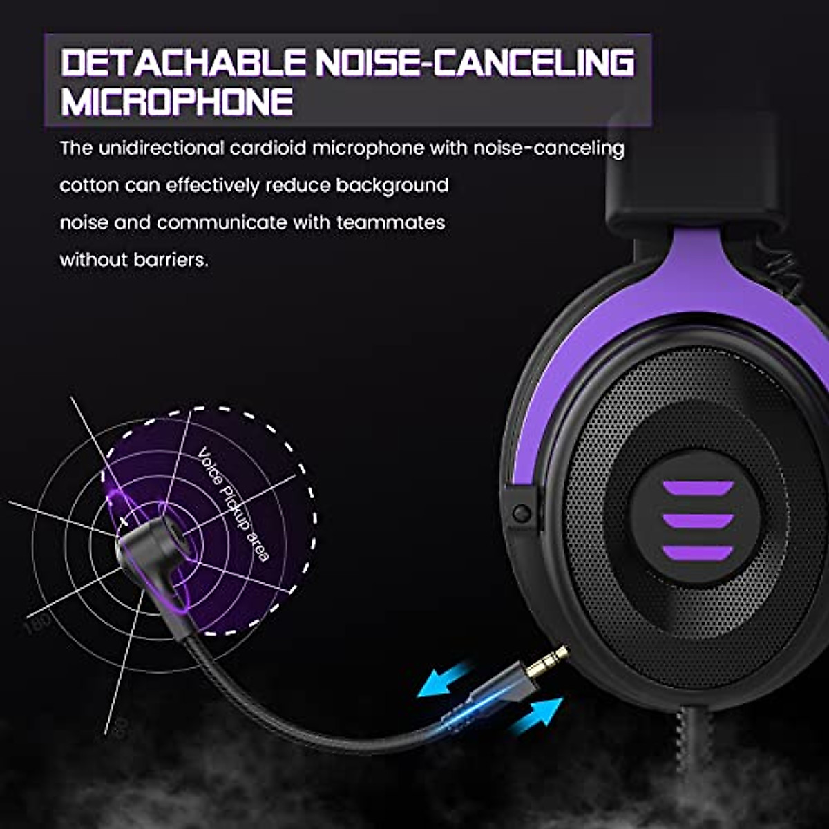 EKSA E900 Headset with Microphone for PC, PS4,PS5, Xbox - Detachable Noise Canceling Mic, 3D Surround Sound, Comfort Sturdy, Wired Headphone for Gaming, Computer, Laptop, Switch, Handheld (3.5MM Jack)