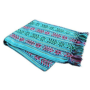 Del Mex Mexican Rebozo Shawl Blanket Doula (X-Large (9 ft x 5 ft), Turquoise)