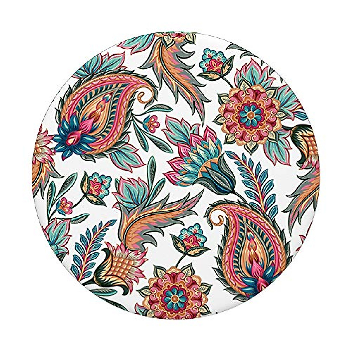 White Background Red Blue Leaves Flower Paisley PopSockets PopGrip: Swappable Grip for Phones & Tablets