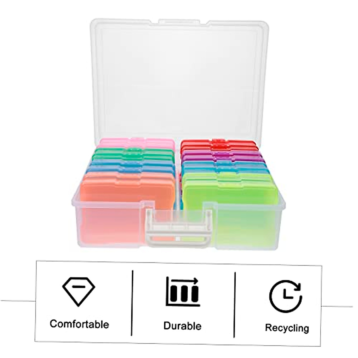 Parliky 1 Set Craft Photo X Organizer Plastic Cases Containers Photos Container Individual Case Diamond Art Project Storage Portable Stickers Clear Practical Accessory Inch for Keeper