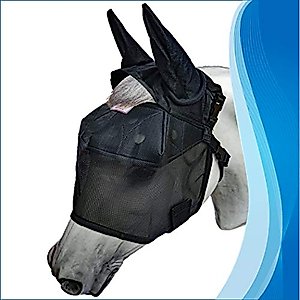 EquiVizor 95% UV Eye Protection (XL) Horse Fly Mask with Ears. Uveitis, Corneal Ulcer, Cataract, Light Sensitive, Cancer. Designed to Stay On Your Horse, Off The Ground!