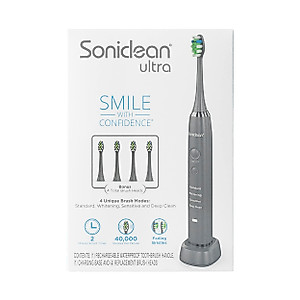 Soniclean Pro Ultra Sonic Toothbrush for Adults with 4 Toothbrush Heads, Rechargeable Toothbrush, Automatic Toothbrush, Sonic Toothbrush with Refills