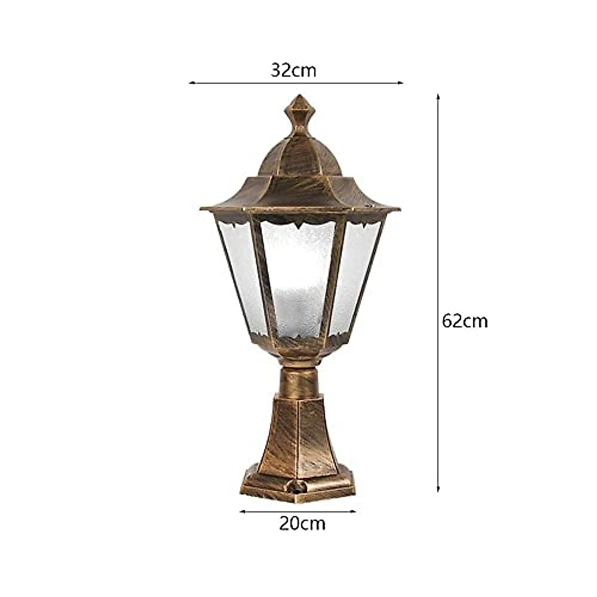 MODEBHD Rustproof Patio Column Light High Brightness E27 Edison Glass Post Lamps Outdoor Waterproof Aluminum Pillar Lantern for Villa Garage Clubhouse Swimming Pool Floor-Standing Lighting