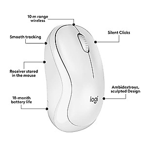 Logitech MK295 Wireless Mouse & Keyboard Combo with SilentTouch Technology, Full Numpad, Advanced Optical Tracking, Lag-Free Wireless, 90% Less Noise - Off White