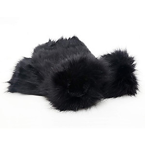 Zecmos womens Leg Warmers Faux Fur Fuzzy Long Cuff Cover Warm Furry Costume Shoes, Black, Medium