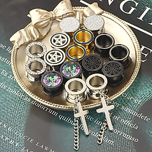 8 Pairs Ear Plug Tunnel Earrings Gauge Star Stretcher Piercing Body Stainless Steel Screw For Women Men 2g-16mm