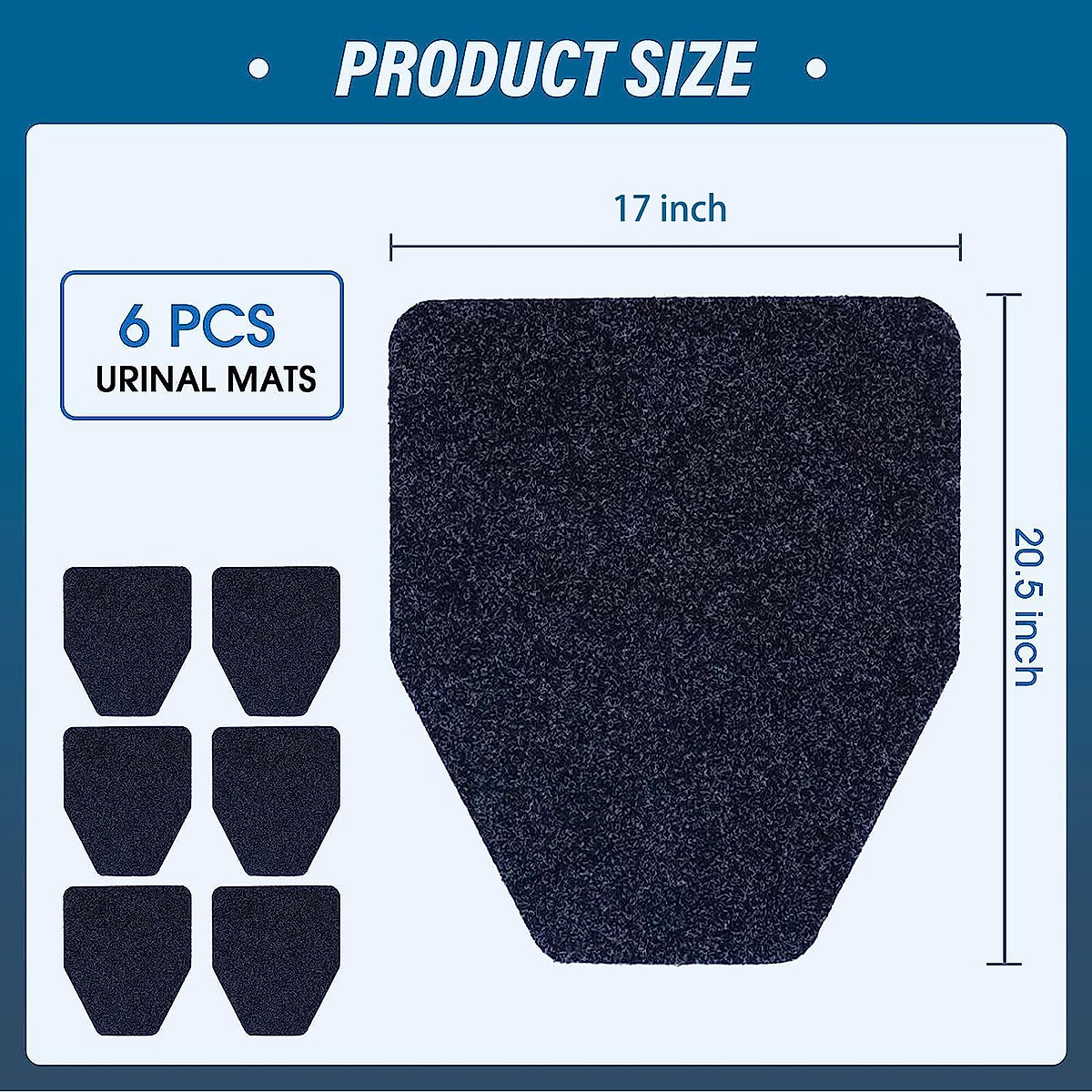 Urinal Mats Commercial Non Slip Splash Mat Floor Urinal Pads for Men Restroom Office Dark Gray 6 Pack for Bathroom Toilet Bulk Washable Disposable Large(17Inch x20.5Inch)