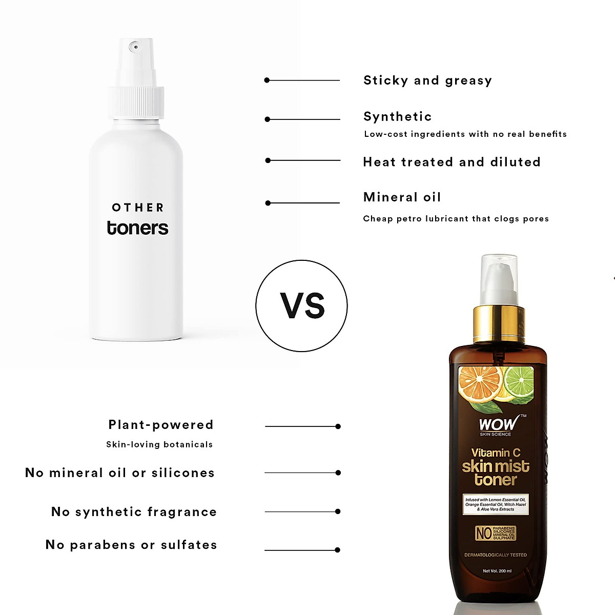 WOW Skin Science Vitamin C Mist Toner - Fight Aging, Facial Mist for Dull, Dry Skin - for All Skin Types - 200ml