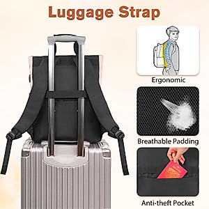 Convertible Tote Backpack Women, 15.6 Inch Slim Laptop Backpack Lightweight with USB Charging Port, Wide Top Open College School Bookbag Casual Elegant Daypack Computer Bag for Girls Ladies Students