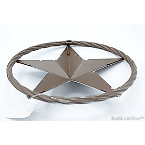 8" Rustic Brown Silver Metal Barn Star Rope Ring Texas Tin Wall Decor