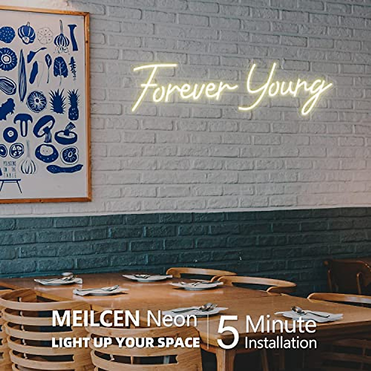 Forever Young Neon Sign With Dimmable Neon Night Wall Decor For Wall Art Decor For Girls Birthday Party Wedding Living Room Office Bar Bedroom Decor Reusable Warm White