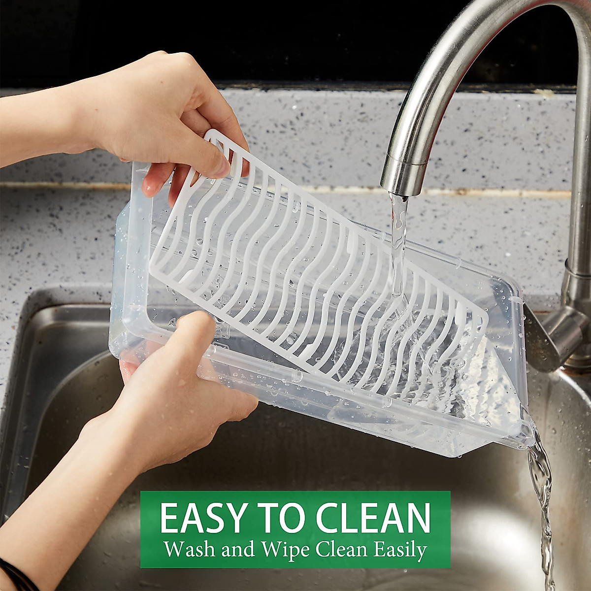 Meanplan Food Storage Containers for Fridge Plastic refrigerator Organizers with Removable Drain Plate and Lid Stackable Produce Containers to Keep Fruits, Vegetables, Meat (12 Packs)