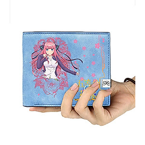 Nakano Nino Wallet Anime The Quintessential Quintuplets Wallet Nakano Ichika Cosplay PU Multicolored Short Purse for Women Men (blue04)