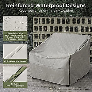 Pinktail Outdoor Chair Covers Pack of 2, Heavy-Duty 600D Oxford Waterproof Patio Furniture Cover Set for Wicker Swivel Rocking Chairs, Light Gray 38''D x 35''W x 31''H