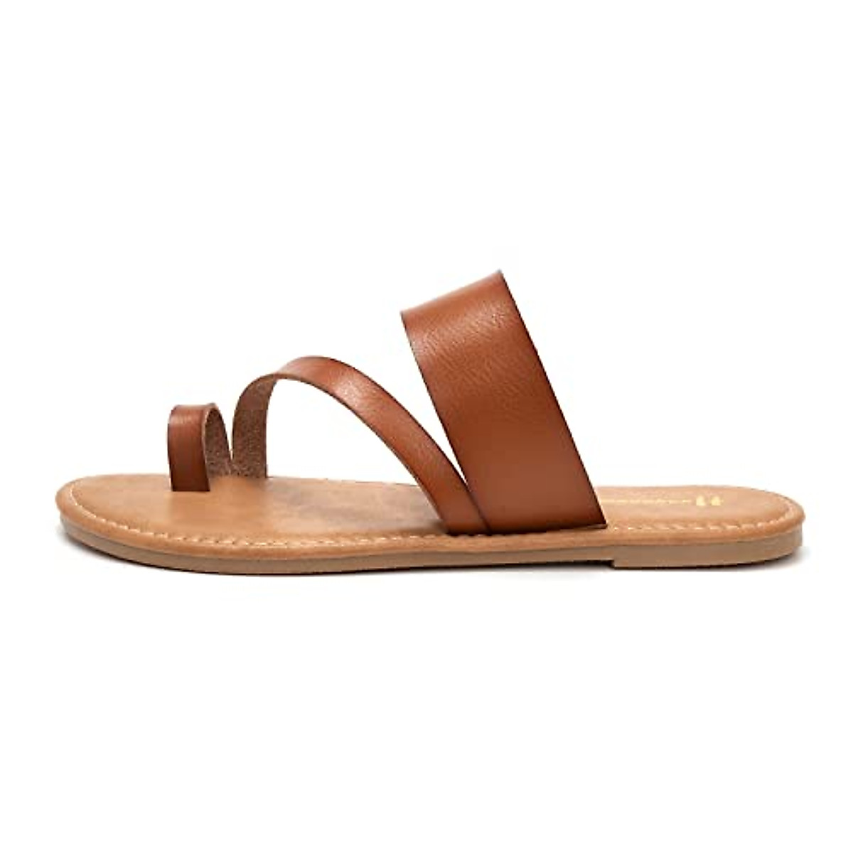 Women's Slide Sandals Slip On Flat Sandals Flip Flop Thong Sandals Casual Summer Shoes (8, Brown)