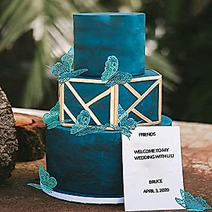 3D Teal Blue Butterfly Wall Decal Emerald Removable Mural Sticker for Living Room Girls Bedroom Home Wedding Engagement Baby Shower Birthday Party Decor Nursery Butterflies Decoration (Teal Blue B)