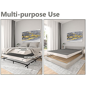 Vitverve Box Spring King, 5 Inch High Metal King Size Box Spring Only, Heavy Duty Mattress Foundation with Fabric Cover, Easy Assembly, Quiet Noise Free, Non Slip, Black