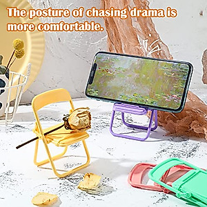 8 Pieces Mini Chair Shape Cell Phone Stand Foldable Universal Candy Color Mobile Phone Holder Multi Angle Cradle for Desk Tablet Phone Multi Functions Convenient Phone Stand
