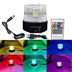 TOPKU Battery LED Strobe Light, Rechargeable Magnetic Flashing Emergency Warning Beacon,8 Color Remote Control, Univisal for Vehicles