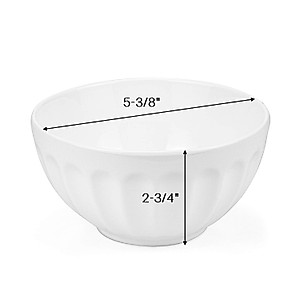 Foraineam Set of 6 Pcs 18 Ounce Porcelain Cereal Bowls Set White Fluted Bowl for Noodle, Cereal, Soup, Salad