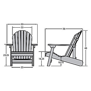 Highwood AD-KITKING1-BKE Hamilton King Size Folding & Reclining Adirondack Chair with Cup Holder, Black