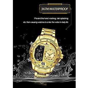 NAVIFORCE Watch for Men Dual Display Digital Quartz Watches Multifunctional Business Stainless Steel Wristwatch