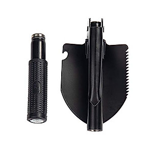 Jipemtra Gardening Folding Shovel Military Camping Shovel Survival Gear Entrenching Tool with Carrying Pouch Metal Handle for Camping Trekking Gardening Fishing Backpacking Snow (Black)