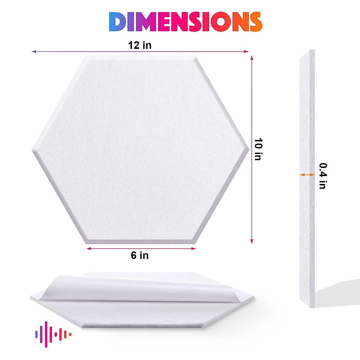 48 Pcs Hexagon Acoustic Panels 12 x 10 x 0.4 Inches High Density Wall Panels Sound Proof Panels Sound Absorbing Panels Sound Proof Padding for Recording Office Home Studio(White)