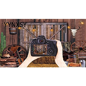 YYNXSY Western Cowboy Backdrop Western Party Supplies Decorations Wild West Decor Rustic Wooden House Barn Photography Background for Kids Boy Children Boy Baby Birthday Banner Photo Booth7 x 5 FT