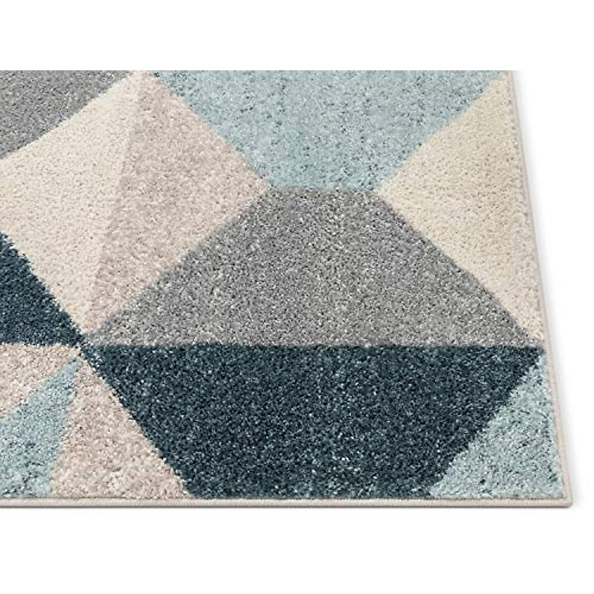 Yara Scandanavian Abstract Geometric Blue, Ivory, Grey Yellow Area Rug 5x7 (5'3" x 7'3")